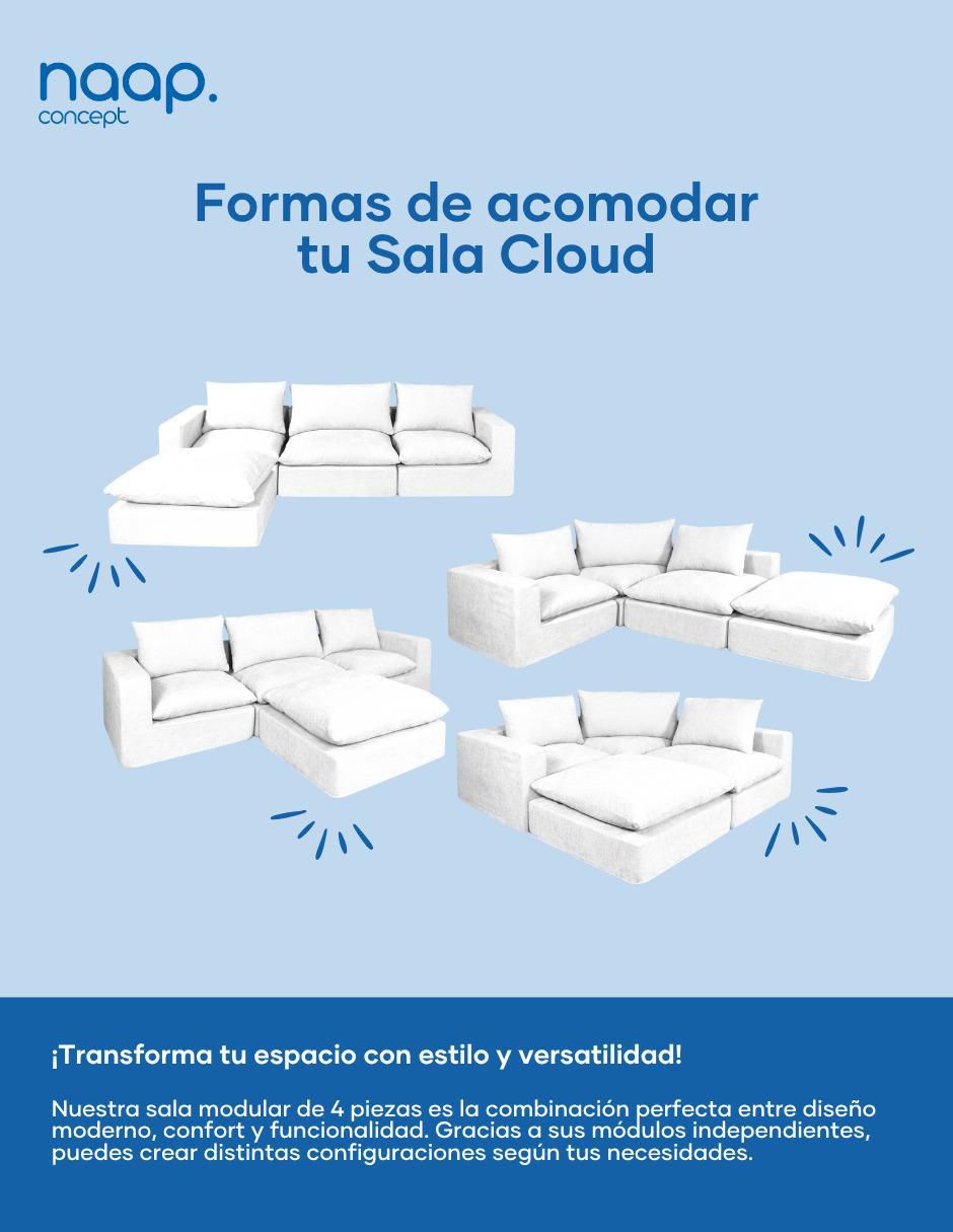 Sala modular Cloud 4 Módulos Elegante Tela Smooth Naap Concept de ...